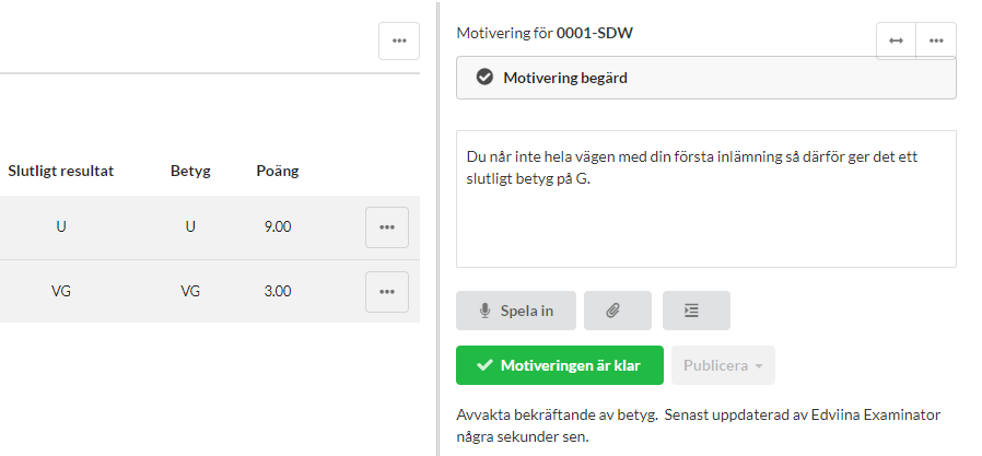 Samlad bedömning - Bedömare – Inspera Help Center