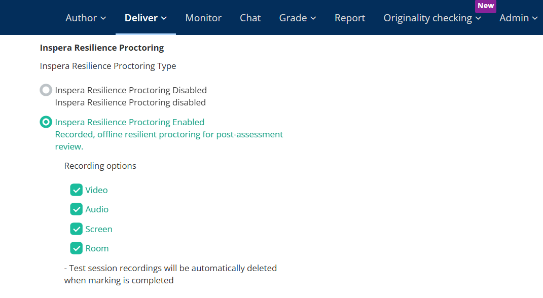 Test setup - Inspera Resilience Proctoring – Inspera Help Center