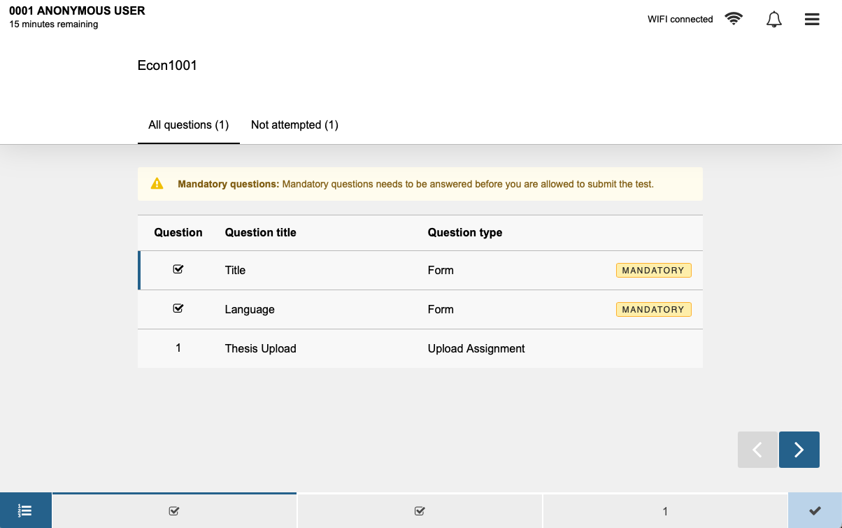 Taking a Test with Mandatory Questions – Inspera Help Center