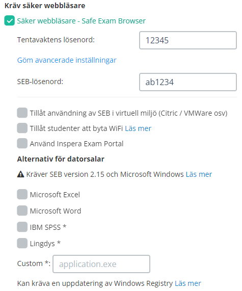 Tentor/prov med säker webbläsare – Inspera Help Center